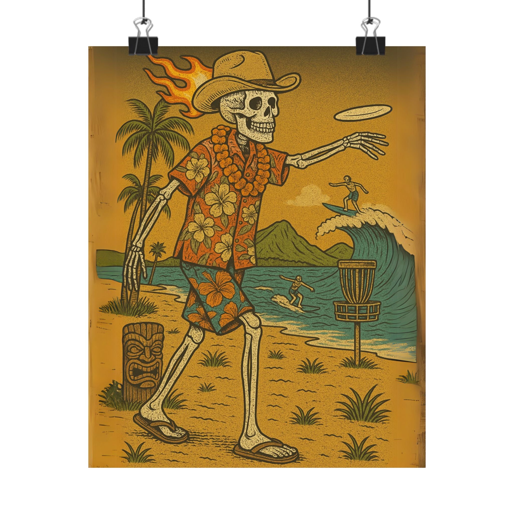 Flaming Cowboy Skeleton – Hawaiian Disc Golf Heat (8x10 Poster) – Howdy ...